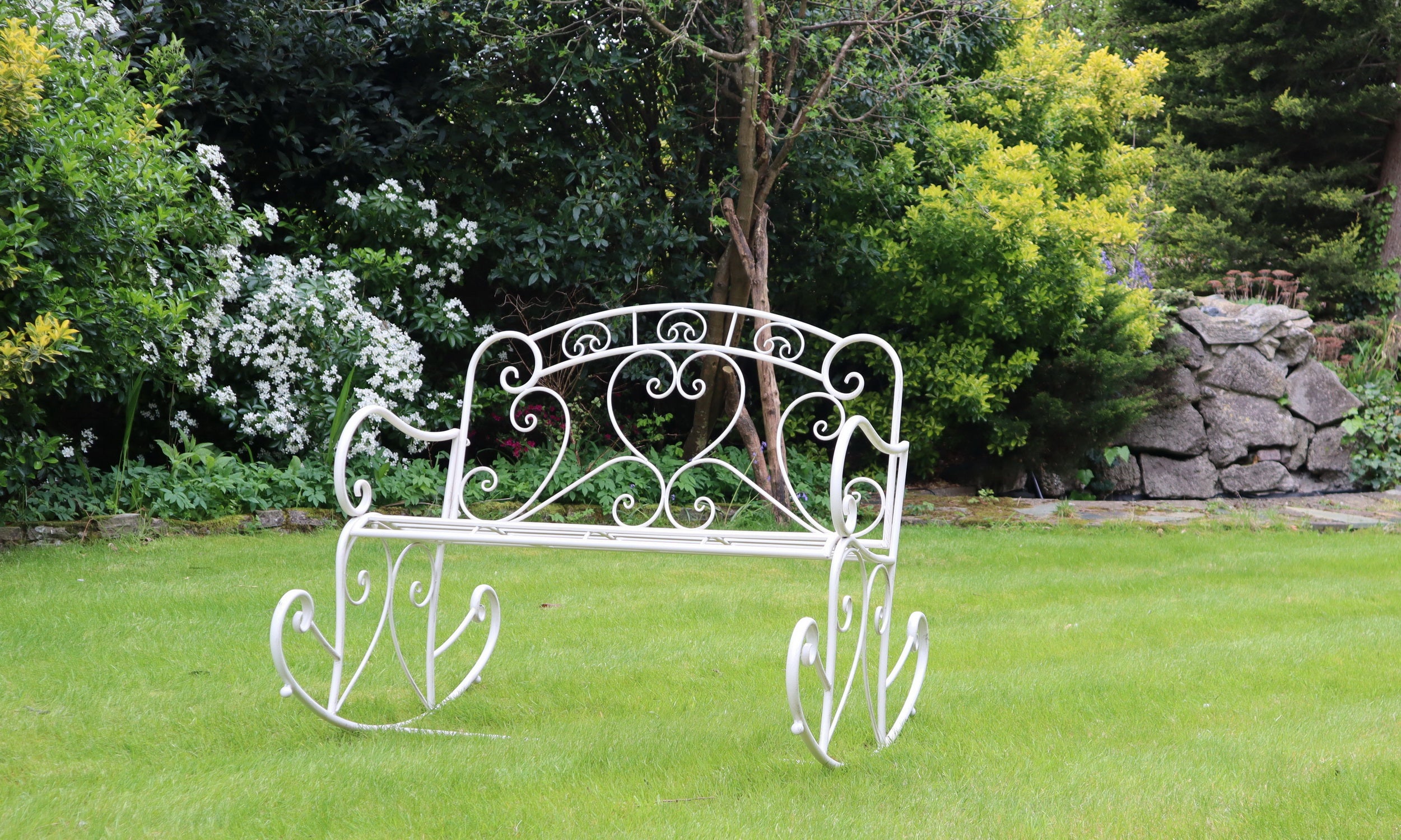 White Wrought Iron Bench Victorian Cast Regency Design Garden Bench