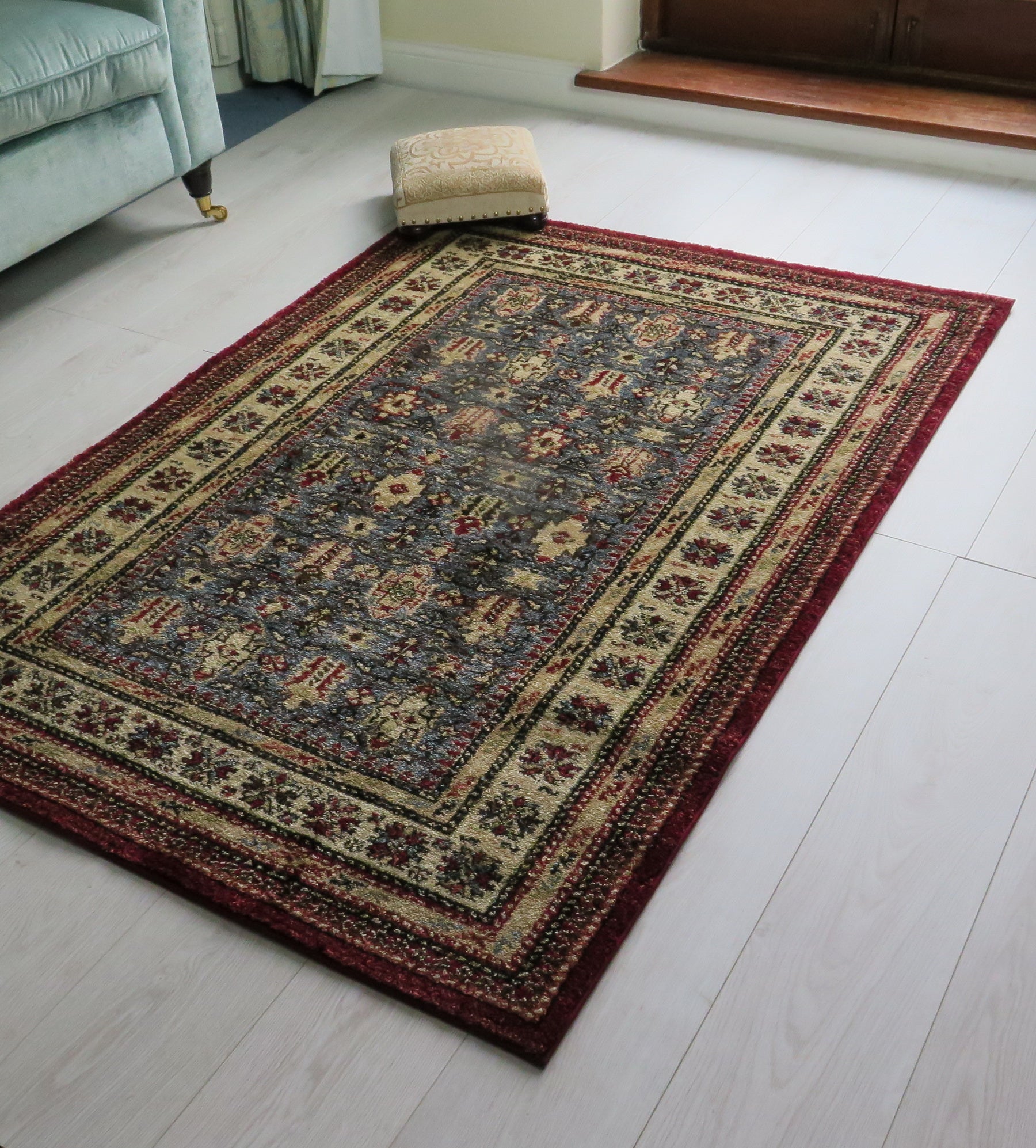 ASPECT Classic Persian Traditional Bordered Rug, Red/Teal
