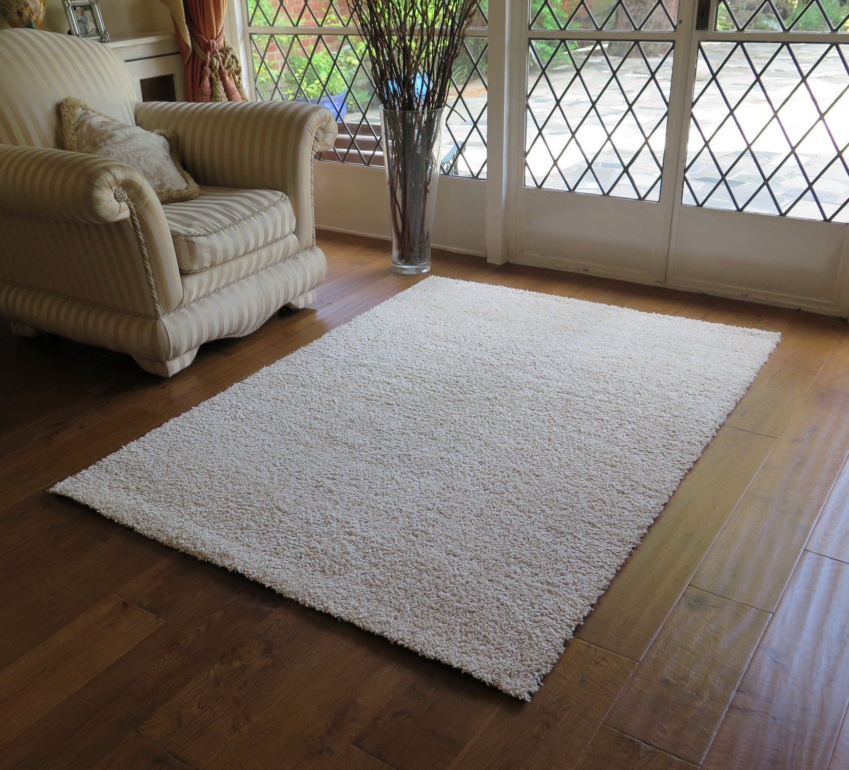 Cosy Plush Soft Shaggy Rug (Cream, 120 x 170cm)