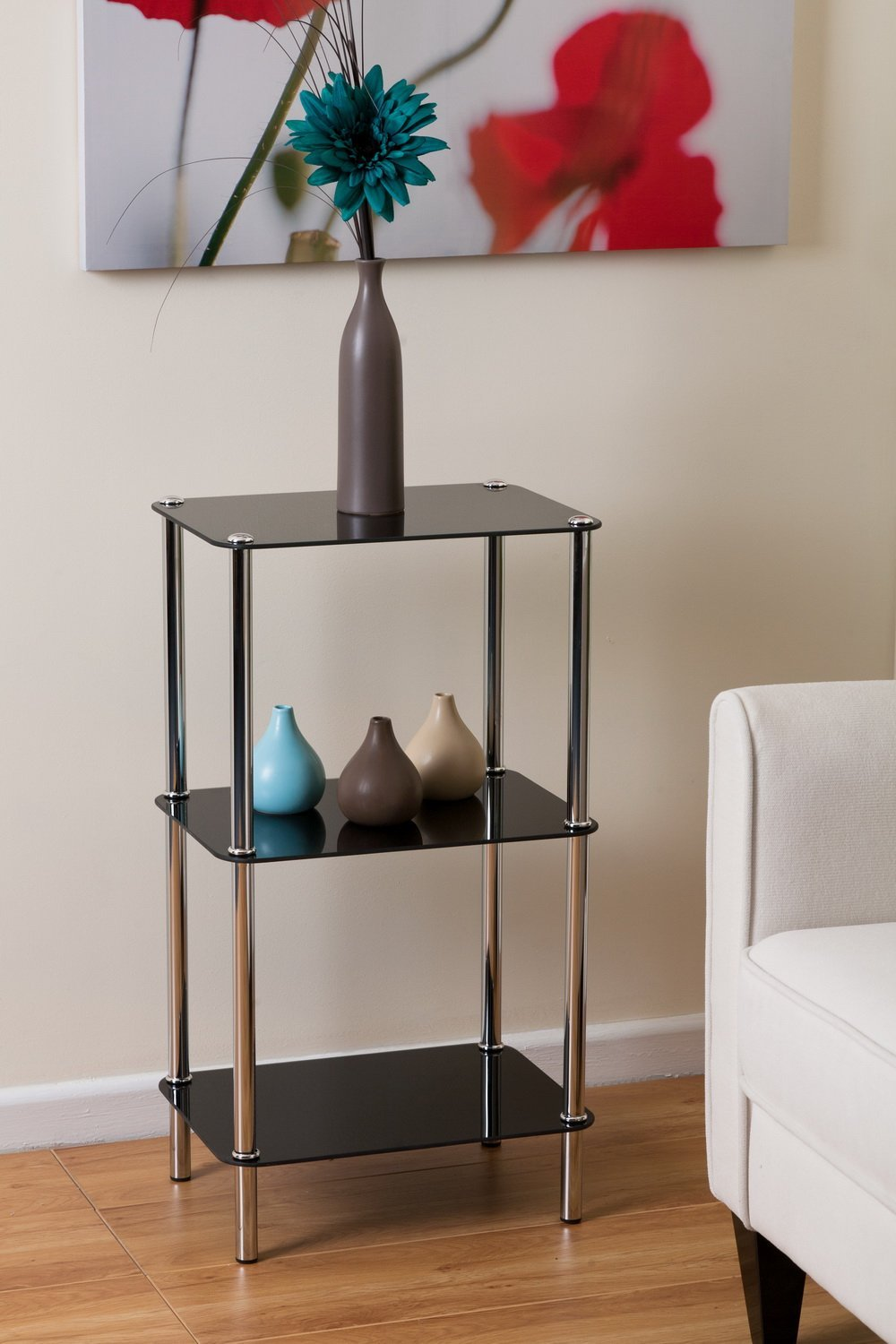Stockholm 3-Tier Display Glass Unit-Black